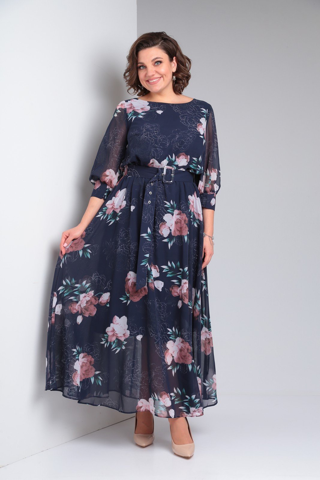 Платье 1-026 темно-синий POCHERK купить в интернет магазине Велесмода